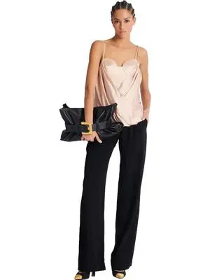 Balmain Draped Satin Bustier Top - Beige