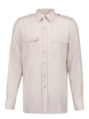 TOM FORD Light Military-inspired Twill Shirt - Beige