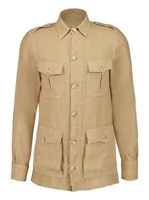 120% Lino Linen Jacket With Pockets - Beige