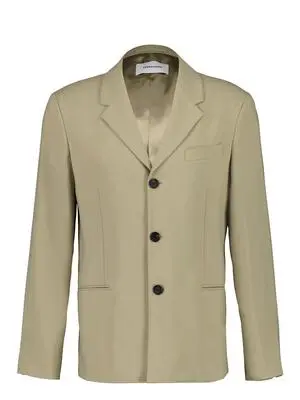 FERRAGAMO Sand Single-breasted Silk-blend Blazer - Beige