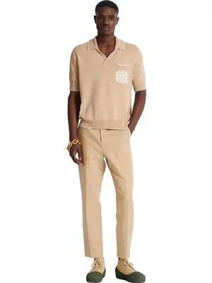 Balmain Beige Écusson Embroidered Knit Polo Shirt Beige