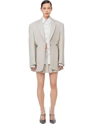 Rabanne Mottled Wool-cotton Blend Blazer - Beige