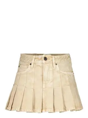 Balenciaga Mini Pleated Denim Skirt Beige