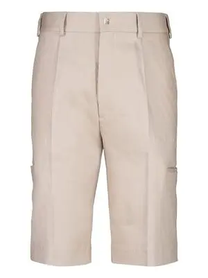 Fendi Linen Straight-Cut Bermuda Shorts Beige