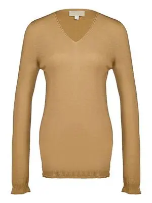 120% Lino V-neck Cashmere Sweater - Beige