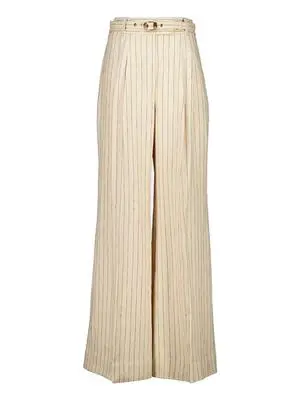 Zimmermann Rebellion Pinstripe Linen Trousers Cream
