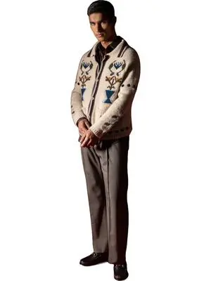 BAZISZT Off-white Garden Wool Cardigan - Beige