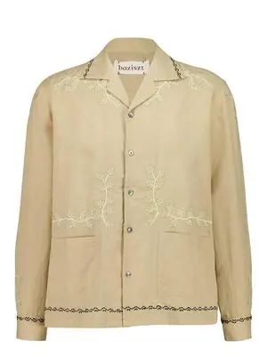 BAZISZT Gevrey Embroidered Hemp Shirt - Beige