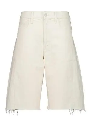 MOTHER Knee-Length Denim Shorts With Frayed Hem