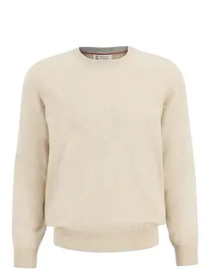 Brunello Cucinelli Cashmere Crew Neck Sweater Beige