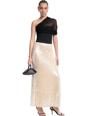 Altuzarra Sequin-Embellished Linnei Maxi Skirt Beige