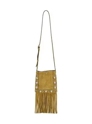 Valentino Garavani Havana Nellcôte Suede Shoulder Bag Beige