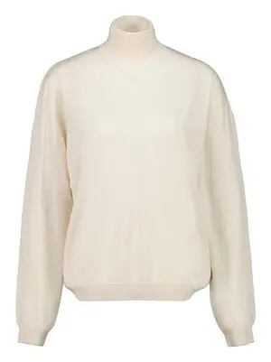 COURREGES Merino Wool Mockneck Sweater Beige