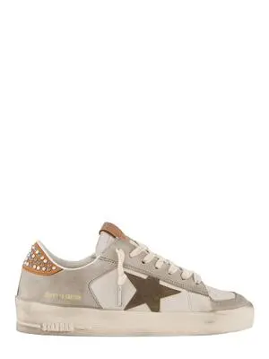 GOLDEN GOOSE Leather Stardan Sneakers With Studded Heel - Beige