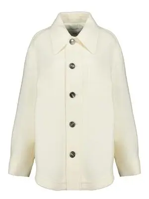 AMI Paris Boiled Wool Buttoned Jacket - Cream