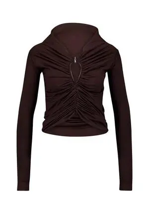 Dolce & Gabbana Ruched Zip Top - Brown