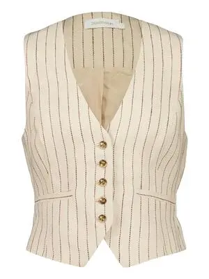 Zimmermann Rebellion Pinstripe Linen Vest - Cream