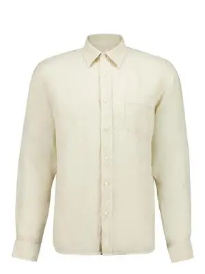 120% Lino Safari Soft Linen Regular-fit Shirt - Cream