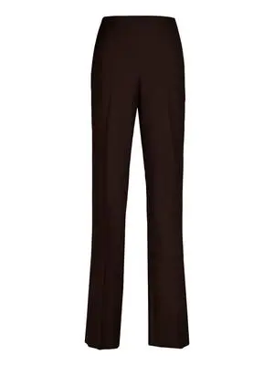 FERRAGAMO Wool Pleated Trousers Brown
