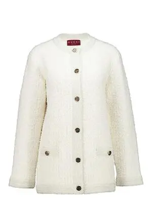 Gucci Bouclé Cardigan With Gg Buttons - Cream