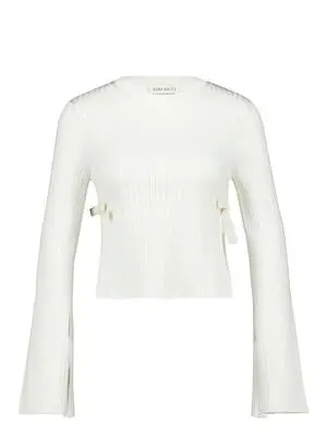 Nina Ricci Flared-sleeve Knit Top With Bows - Cream