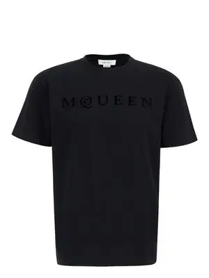 Alexander McQueen Flocked Logo T-shirt - Black