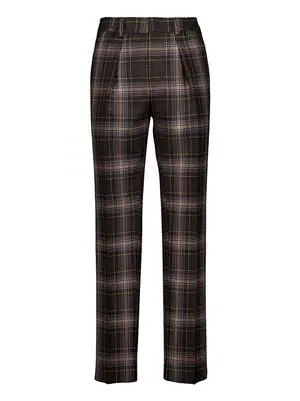 Fendi Tartan Wool Cigarette Trousers - Brown
