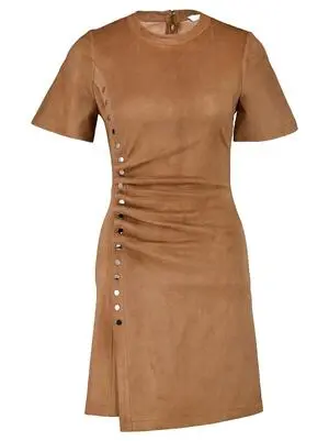 Rabanne Draped Suede Mini Dress - Brown