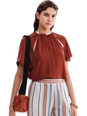 Zeus+dione Cape-effect Blouse - Burgundy