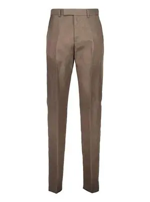 FERRAGAMO Straight-fit Pleated Trousers - Brown
