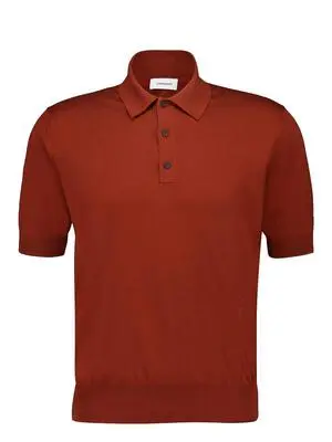 FERRAGAMO Silk Cotton Knit Polo - Brown