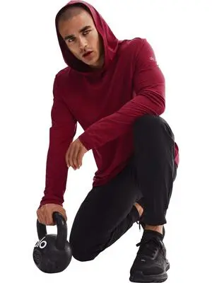 Alo Yoga ALO Conquer Reform Long Sleeve Hooded Top Garnet