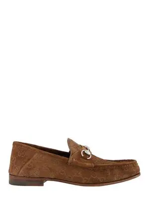 Gucci Gg Suede Horsebit Loafer - Brown