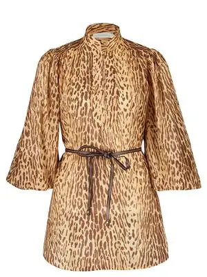 Zimmermann Leopard Print Cotton Tunic - Brown