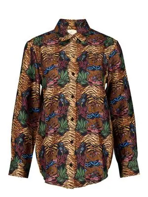 PAULA Ametista Dreamframe Printed Silk Twill Shirt - Brown