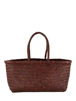 Dragon Diffusion Triple Jump Big Woven Leather Tote Brown