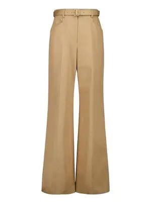 Gabriela Hearst Norman Wide-Leg Cotton Trousers Brown