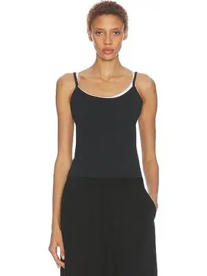 THE ROW Denzel Ribbed Jersey Knit Tank Top - Black