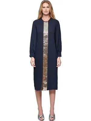 PAULA Freya Embellished Silk Dress - Blue