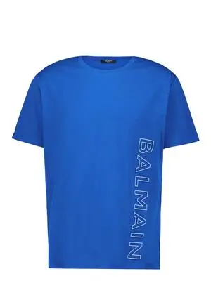 Balmain Logo-print Short-sleeved Cotton T-shirt - Blue
