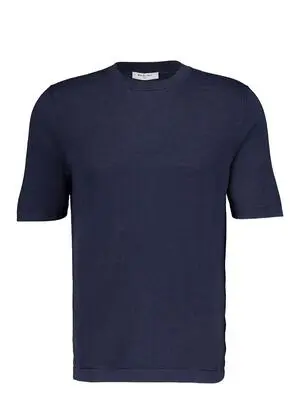 Boglioli Cotton-silk Blend Navy T-shirt - Blue