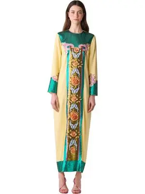PAULA Celeste A-line Embroidered Maxi Dress - Multicolour