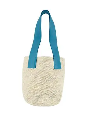 SENSI STUDIO El Viajero Mini Straw Turquoise Leather Bag Blue