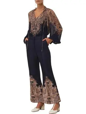 Zimmermann Paisley Flare Pants - Blue