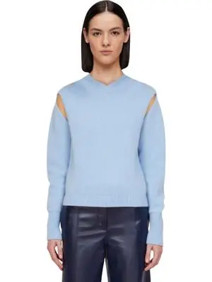 FERRAGAMO Layered Cashmere Sweater Blue