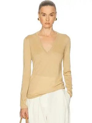 Gabriela Hearst Clementia V-neck Top - Hay