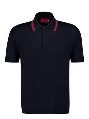 Gucci Dark Wool Knit Polo Shirt - Blue