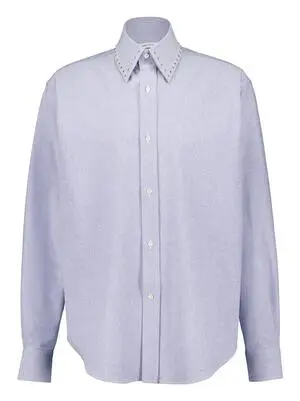 Alexander McQueen Long-sleeve Double Collar Cotton Shirt - Blue