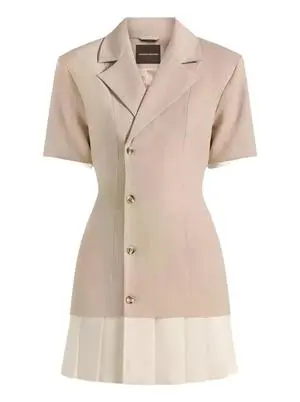 Manière De Voir Tailored Pleated Blazer Dress - Neutrals