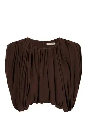HEIRLOME Renata Silk Cropped Top - Brown
